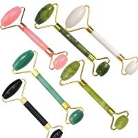 China Integrated Zin Alloy Frame Anti Aging Custom Logo Facial Massage Therapy Jade Roller for sale