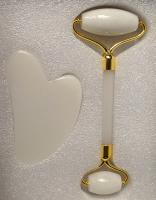 China Face Natural Crystal Gua Sha Beauty Facial White Jade Roller for Collagen Production for sale