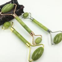 China Integrated Zinc Alloy Frame Green Jade Gua Sha Roller for Face and Neck Massage for sale