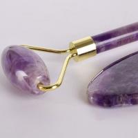 China Black Amethyst 100% Crystal Gua Sha Stone Facial Roller for Private Label Skin Care for sale