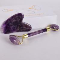 China Black Amethyst 100% Crystal Gua Sha Stone Facial Roller for Private Label Skin Care for sale