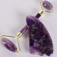 China Facial Massager Purple Jade Roller and Rose Quartz Gua Sha Set for Lymphatic Drainage for sale