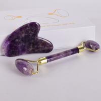 China Facial Massager Purple Jade Roller and Rose Quartz Gua Sha Set for Lymphatic Drainage for sale