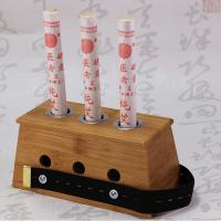 China Portable Bamboo Three Holes Moxa Needle Box for Warm Meridians and Activate Collaterals for sale
