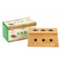 China Portable Bamboo Three Holes Moxa Needle Box for Warm Meridians and Activate Collaterals for sale