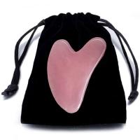 China Engrave Logo Natural Pink Stone Real Rose Quartz Facial GuaSha for Facial Massage for sale
