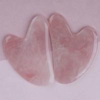 China Engrave Logo Natural Pink Stone Real Rose Quartz Facial GuaSha for Facial Massage for sale