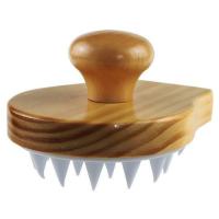 China Relaxation Function Wood and Silicone Hair Scrub Brush Comb for Women Scalp Massager for sale