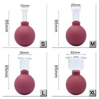 China 55mm Silicone Therapy Massage Sets Glass Cupping Jar with Rubber Bulb Cupping for sale
