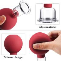 China 55mm Silicone Therapy Massage Sets Glass Cupping Jar with Rubber Bulb Cupping for sale