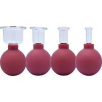 China 55mm Silicone Therapy Massage Sets Glass Cupping Jar with Rubber Bulb Cupping for sale