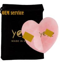 China Natural Stone Pink Crystal Gua Sha Tool for Face and Eye Massage in Heart Shape for sale