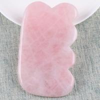 China Natural Rose Quartz Gua-Sha Tool Wave Shape Massage Therapy with Engrave Logo for sale