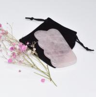 China Natural Rose Quartz Gua-Sha Tool Wave Shape Massage Therapy with Engrave Logo for sale