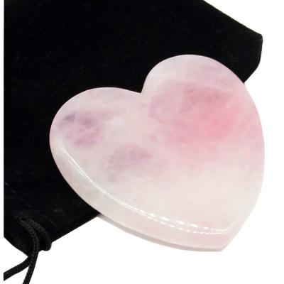 China 100% Natural Jade Rose Quartz Heart GuaSha Shape Scraping Massage Scraper for Face Tool for sale