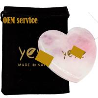 China 100% Natural Jade Rose Quartz Heart GuaSha Shape Scraping Massage Scraper for Face Tool for sale