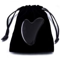 China Pink Anti Aging Therapy SPA Acupuncture Scraping Black Bian Stone Gua Sha Set with Bag for sale