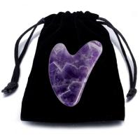 China 100% Natural Face Gua Sha Custom Stone Jade Anti Wrinkle Amethyst with Bag and Manual for sale