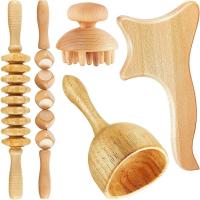 China Personal Health Care 5-Piece Wooden Massage Set for Lymphatic Drainage and Pain Relief for sale
