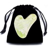 China Green Jade Guasha Stone Facial Neck Body Massage Scraping Tool for Face and Body Logo for sale
