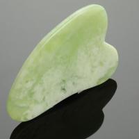 China Green Jade Guasha Stone Facial Neck Body Massage Scraping Tool for Face and Body Logo for sale