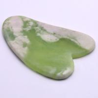 China Green Jade Guasha Stone Facial Neck Body Massage Scraping Tool for Face and Body Logo for sale