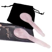 China 100% Natural Rose Quartz Acupressure Gua Sha Spoon for Face Massage Shipping by Train for sale