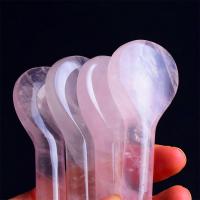 China 100% Natural Rose Quartz Acupressure Gua Sha Spoon for Face Massage Shipping by Train for sale