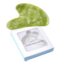 China Face Massager Board Scraper Stone Guasha Different Shape with 100% Natural Jade Bag for sale