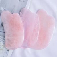 China Multi-Function Beauty Equipment Pink Jade Natural Rose Quartz Stone Gua Sha Tool Board for sale