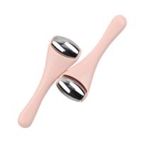 China Stainless Steel Handheld Pink Face Ice Roller for Anti-Wrinkle and Eye Relief Massage for sale