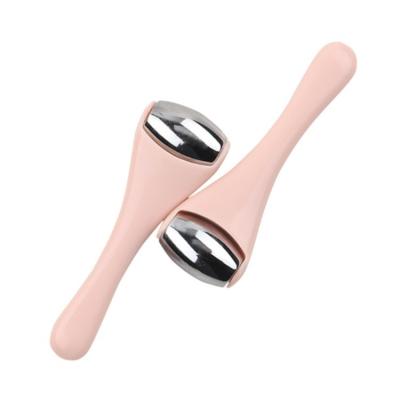China Stainless Steel Handheld Pink Face Ice Roller for Anti-Wrinkle and Eye Relief Massage for sale