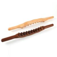 China Double Row 20 Beads Gua Sha Wood Stick Tools for Body Massage and Lymphatic Drainage for sale