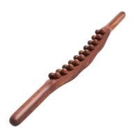 China Double Row 20 Beads Gua Sha Wood Stick Tools for Body Massage and Lymphatic Drainage for sale