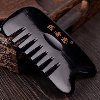 China 1 Year Shelf Life Natural Black Horn Comb Gua Sha Board Comb for Hair Loss Prevention for sale