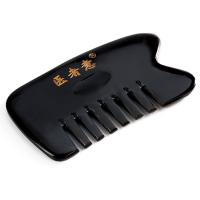 China 1 Year Shelf Life Natural Black Horn Comb Gua Sha Board Comb for Hair Loss Prevention for sale