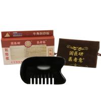 China 1 Year Shelf Life Natural Black Horn Comb Gua Sha Board Comb for Hair Loss Prevention for sale