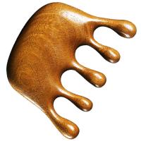 China Handmade Sandalwood Comb Scalp Gua Sha Comb Portable Wide Tooth Wooden Scalp Massager for sale