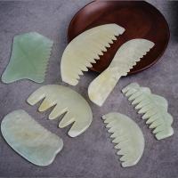 China Crystal Facial Scraper Guasha Comb Stone Jade Hair Comb for Head Scalp Different Jade for sale