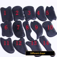 China Different Shapes Obsidian Stone Guasha Comb Massager for Facial Beauty Health Care for sale