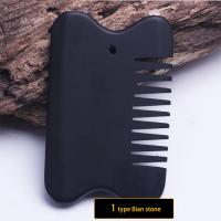 China Different Shapes Obsidian Stone Guasha Comb Massager for Facial Beauty Health Care for sale