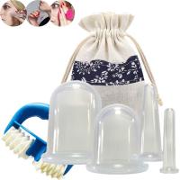 China Anti-aging Body Therapy Green Silicone Cupping Massage Set with Logo Print and Cups for sale