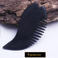 China Different Shapes Obsidian Stone Guasha Comb Massager for Facial Beauty Health Care for sale