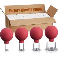 China Rubber Head Anti Cellulite Massage Therapy Face Cupping Set with Suction Ball 4 Pieces for sale