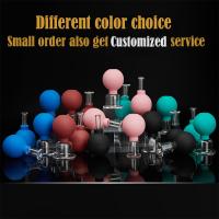 China Pink Glass Jars Vacuum Massager Cup Rubber Massage Body Guasha Suction Cups Slimming Anti Cellulite Cans Set for sale