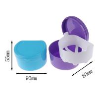 China Cleaning Denture Cup With Strainer PP Material Blue Pink Purple Color for sale