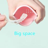 China Soft Silicone Retainer Case Pink For Invisalign Denture Retainer Storage for sale