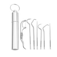 China Non Slip Metal Stainless Steel Toothpick Set For Oral Cleaning for sale