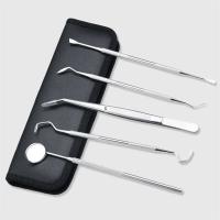 China Stainless Steel Dental Mirror Set With Sickle Tartar Scaler Teeth Pick Spatula for sale