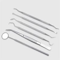 China Stainless Steel Dental Mirror Set With Sickle Tartar Scaler Teeth Pick Spatula for sale